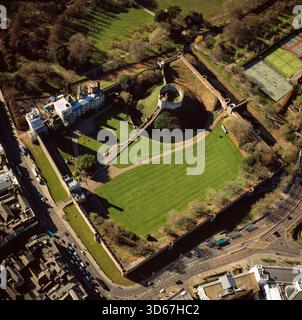 Aerial view of the Keep of Cardiff castle surrounded by stunning autumn ...