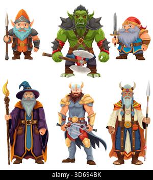 ancient fantasy characters for computer games: sorcerer, witcher, dwarf ...