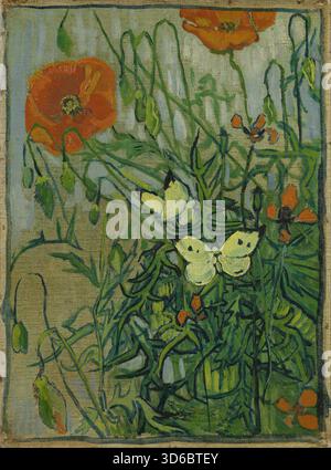 Butterflies and Poppies (1890) by Vincent van Gogh (1853-1890 Stock ...