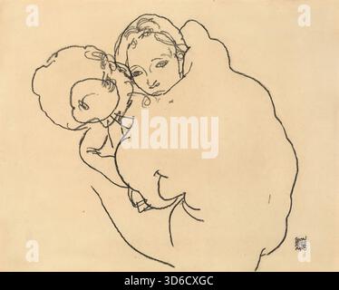 Mother with child. Egon Schiele (1890-1918), artist Stock Photo - Alamy