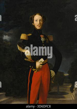 Portrait of Prince Ferdinand Philippe, Duc d'Orléans Before the Château ...