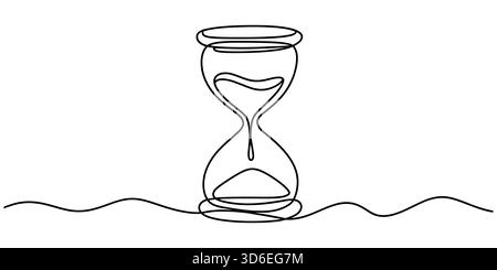 Single line drawing of hourglass, abstract concept of time passing and ...