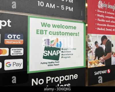 Sign with text reading We Welcome EBT at a McDonald's restaurant in ...