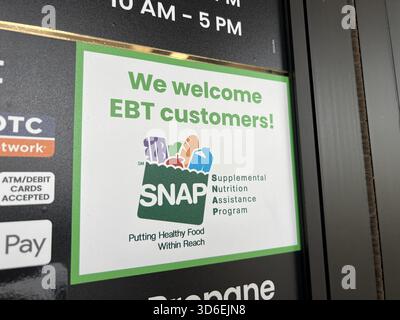 Sign with text reading We Welcome EBT at a McDonald's restaurant in ...
