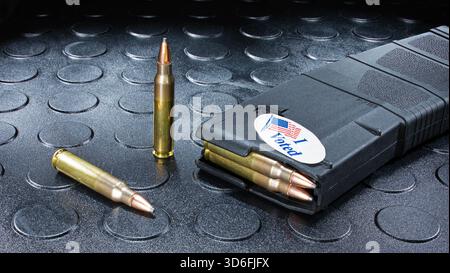 I voted sticker on an assault rifle magazine fully loaded with ...