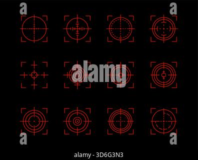 Target aim icons. Crosshair focus symbols. Precision Vector marks. Spot ...