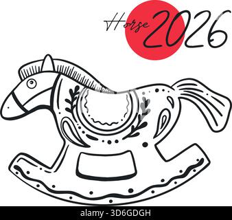 Horse riding icon in doodle sketch lines. Sport championship race ...
