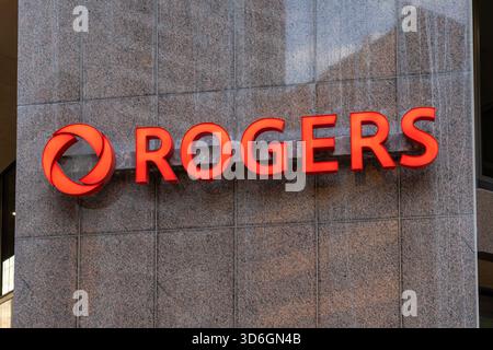 Rogers logo sign on its corporate office building in Altius Centre ...