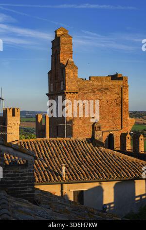 Gradara, Italy - August, 25, 2022: brick tower at Gradara Castle Stock ...