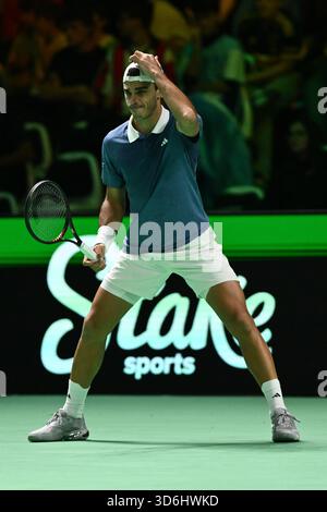 Francisco Cerundolo of Argentina in action against Brandon Nakashima of ...