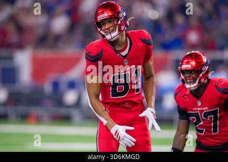 Houston Texans wide receiver Jayden Higgins (81) runs a route during an ...