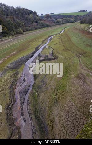 Drought conditions and receding water levels exposing the remains of ...