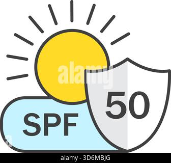 SPF 50 icon with a sun, vector Stock Vector Image & Art - Alamy