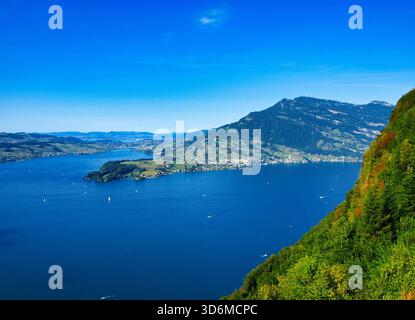 A view of the Lake Lucerne from the Burgenstock Resort in Obbuergen ...