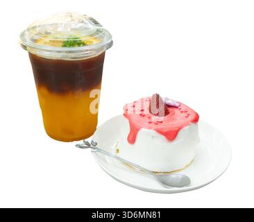 Slice of orange in silver spoon on blue background Stock Photo - Alamy