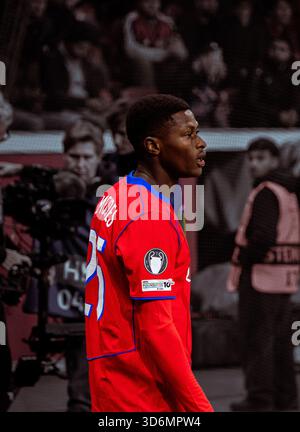 Nuno Mendes of Paris Saint-Germain FC in action during the UEFA ...