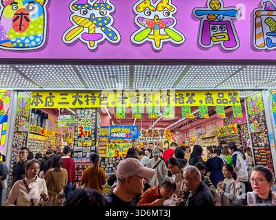 Huang Xing Road Street, Changsha, China, bustling at night with a large ...
