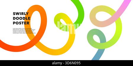 Vibrant Rainbow Gradient Squiggly Lines on Black Playful Abstract ...