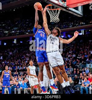 Duke forward Cameron Boozer (12) celebrates after scoring as Arkansas ...