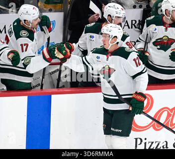Minnesota Wild left wing Matt Boldy warms up prior to an NHL hockey ...