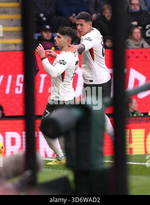 Chelsea's Enzo Fernandez (left) celebrates with Alejandro Garnacho ...