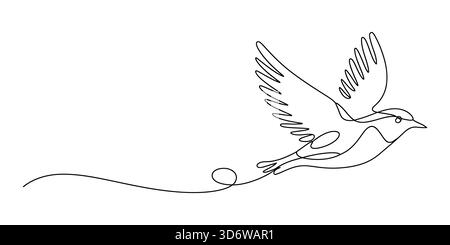 Minimalist single line drawing of a bird in flight and Simple line art ...