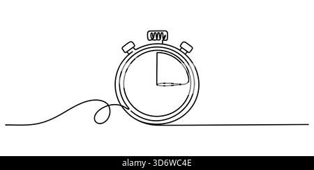 Continuous line art drawing of stopwatch for deadline project Stock ...