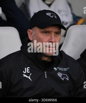 Derby County Head coach John Eustace seen during the Emirates FA Cup ...