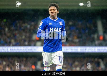 Jaden Philogene-Bidace of Ipswich Town takes a shot on goal during the ...