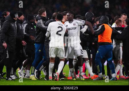 Fulham players at full time during the Premier League match West Ham ...