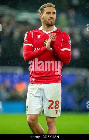 /Sam Smith of Wrexham in action during the Sky Bet Championship match ...