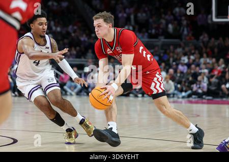 Nebraska guard Cale Jacobsen controls toe ball during an NCAA college ...