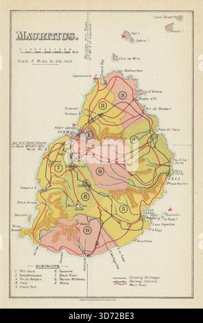 Mauritius showing lighthouses, railways & districts by Waterlow & Sons ...