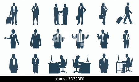 Silhouettes of diverse business people, men, women Stock Vector Image ...