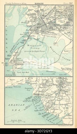 PAKISTAN. Karachi & environs city plan. Cantonment. British India 1905 ...