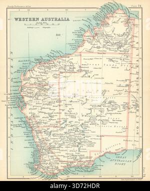 Western Australia state map showing goldfields. BARTHOLOMEW 1898 Stock ...