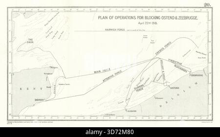 Zeebrugge & Ostend Raids April 1918. Squadron cruising formation. WW1 ...