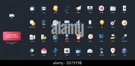 Video content creation and blogging tools line icon set vector Stock ...