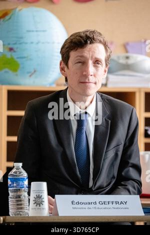 French Education Minister Edouard Geffray leaves after the weekly ...