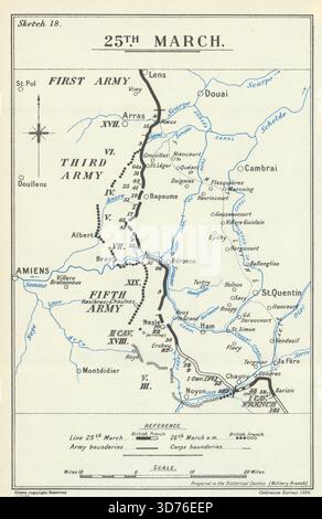 Operation Michael. 25 March 1918: III, XVIII, & XIX Corps. WW1 1935 old ...