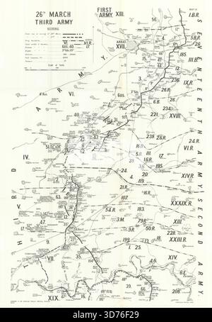 Operation Michael. 26 March 1918. First World War 1935 old vintage map ...