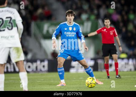 Gonzalo Garcia of Real Madrid CF celebrates a goal during the La Liga ...