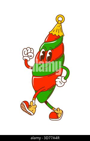 Cartoon green christmas ball with mascot student bring book Stock ...