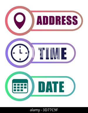 "Date, Time, and Address Icon Set: Event Vector Icons Collection Stock ...