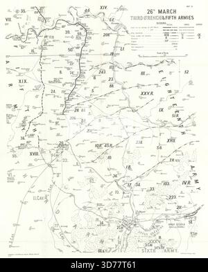 Operation Michael. 26 March 1918. First World War 1935 old vintage map ...