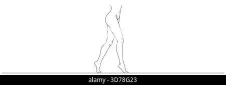 Continuous linear drawing of female legs. Single line drawing of female ...