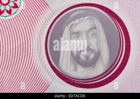 Extreme Macro Detail of New Polymer One Hundred UAE Dirham Banknote ...
