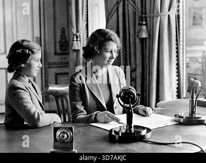 Royal Princesses at the Microphone Princess Elizabeth and Princess ...