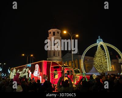 Coca Cola Christmas tree at night, at Villa Lobos Park in Sao Paulo ...
