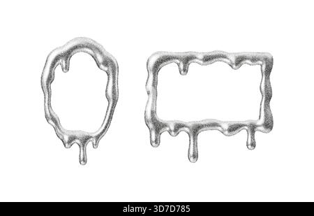 Stipple drip borders with grainy texture and halftone shading. Abstract ...